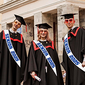 8 Pcs White Senior 2025 Sashes with Royal Blue Glitter Letters - Graduation Celebration sash, Senior Sashes Class of 2025, Senior Cheer Sash, Class Competition Sashes, Graduation Party Supplies