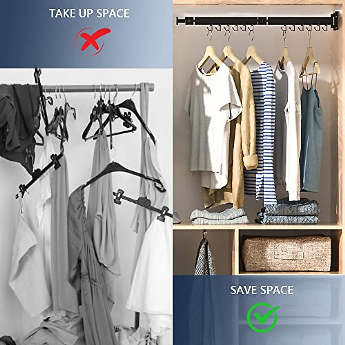 BHeadCat Clothes Laundry Drying Rack Wall Mounted, Retractable Garment Hanger with Hooks, Easy to Install, Strong Load-Bearing, Tri-Collapsible Clothes Dry Rack for Balcony, Bathroom, Bedroom