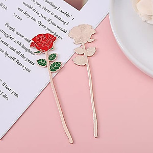 ARFUKA Bookmarks Rose Shaped Metal Bookmark Reading Book Markers Gifts for Women, Kids, Teens Girls, Readers and Book Lovers Pack of 4