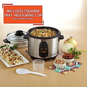 IMUSA USA GAU-00023 Electric Rice Cooker with Steam Tray 10-Cup Uncooked Rice (20-Cup Cooked Rice), Stainless Steel
