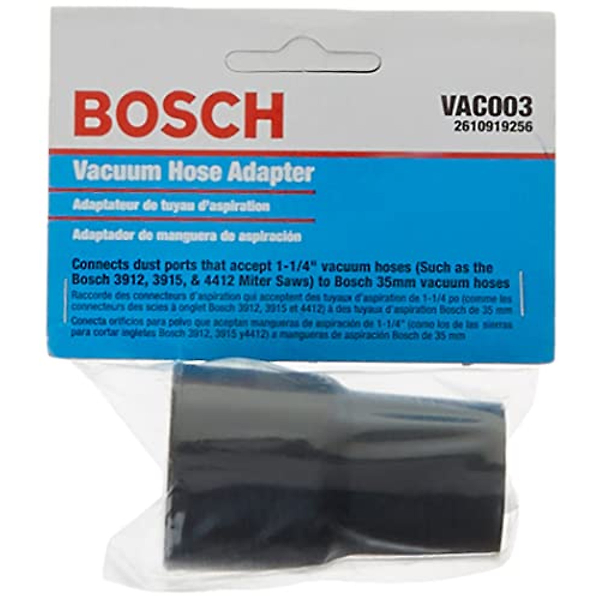 BOSCH VAC003 35mm Hose-to-1-1/4" Port Adapter,Black