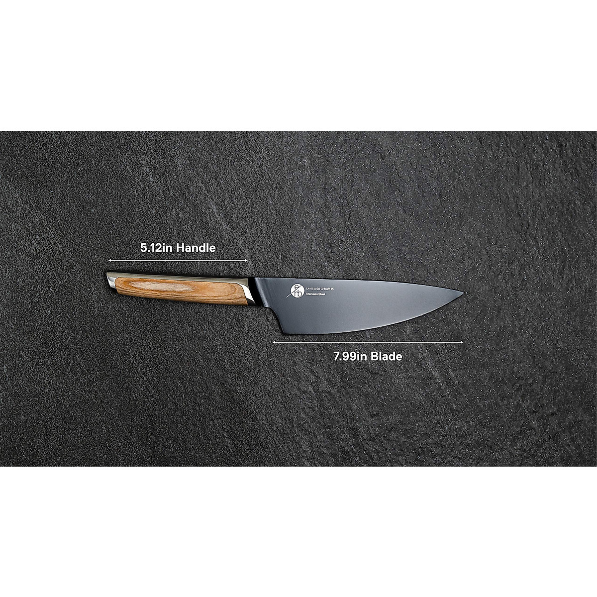 Everdure German Steel Professional Chef Knife, 8 Inch Knife with Titanium Coated Blade and Pakka Wood Handle, Perfect Kitchen Knife for Slicing or Dicing your Vegetables and Meat