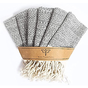 SMYRNA TURKISH COTTON Wash Cloths Pack of 6 | 100% Natural Cotton, 12"x17" | Versatile Bath Towels for Bathroom, Hotel, SPA | Ultra Soft, Absorbent, Prewashed and Quick Dry Turkish Hand Towels (Gray)