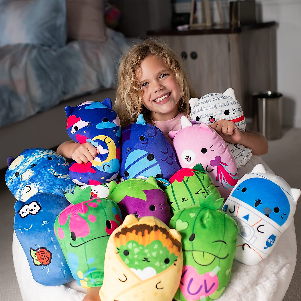 Cats vs Pickles - Jumbo - Mint Chippie - 8.6" Super Soft and Squishy Stuffed Bean-Filled Plushies - are You Team Cat or Team Pickle? Collect Them All!