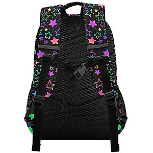 JHKKU Backpack Colorful Bright Stars School Bags Teen Personalized Bookbag, Casual Shoulders Bag Lightweight Travel Laptop Backpacks for Boys Girls