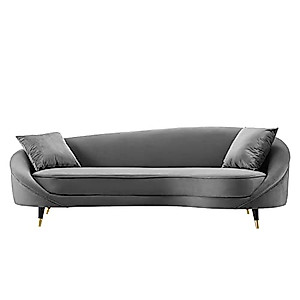 Modway Echo Curved Back Performance Velvet Sofa in Gray