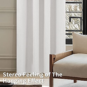 BGment Linen Textured 100% Blackout Curtains for Bedroom, Rod Pocket Double Layers Thermal Insulation Room Darkening Curtains with Liner for Living Room, 2 Panels, 52 x 63 Inches, Off White