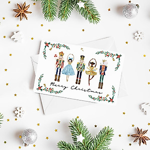 Artoid Mode 36 Pack Merry Christmas Thank You Cards Snowflake Holly Nutcrackers Greeting Cards Gift With Envelope Sticker Blank Note Cards for Birthday Wedding Baby Shower Bridal Shower, 4 x 6 Inch