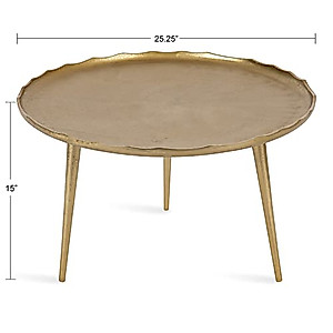 Kate and Laurel Alessia Modern Coffee Table, 25 x 25 x 15, Gold, Metal Coffee Table with Antique Detailing for Storage and Display