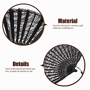 OULII Hand Fan Paper Fans Wedding Fans for Party Favor Fancy Dress (Black)