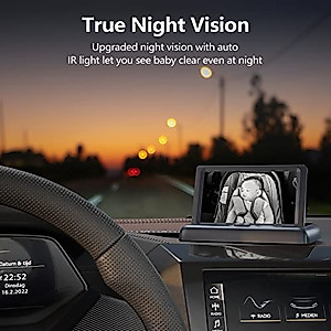 BABYMUST Baby Car Camera, 1080P Baby Car Mirror with Night Vision Function, 4.4”HD Wide Car Seat Mirror Camera to Observe Baby's Every Movement While Driving,Baby Car Monitor with 360°Fixable Camera