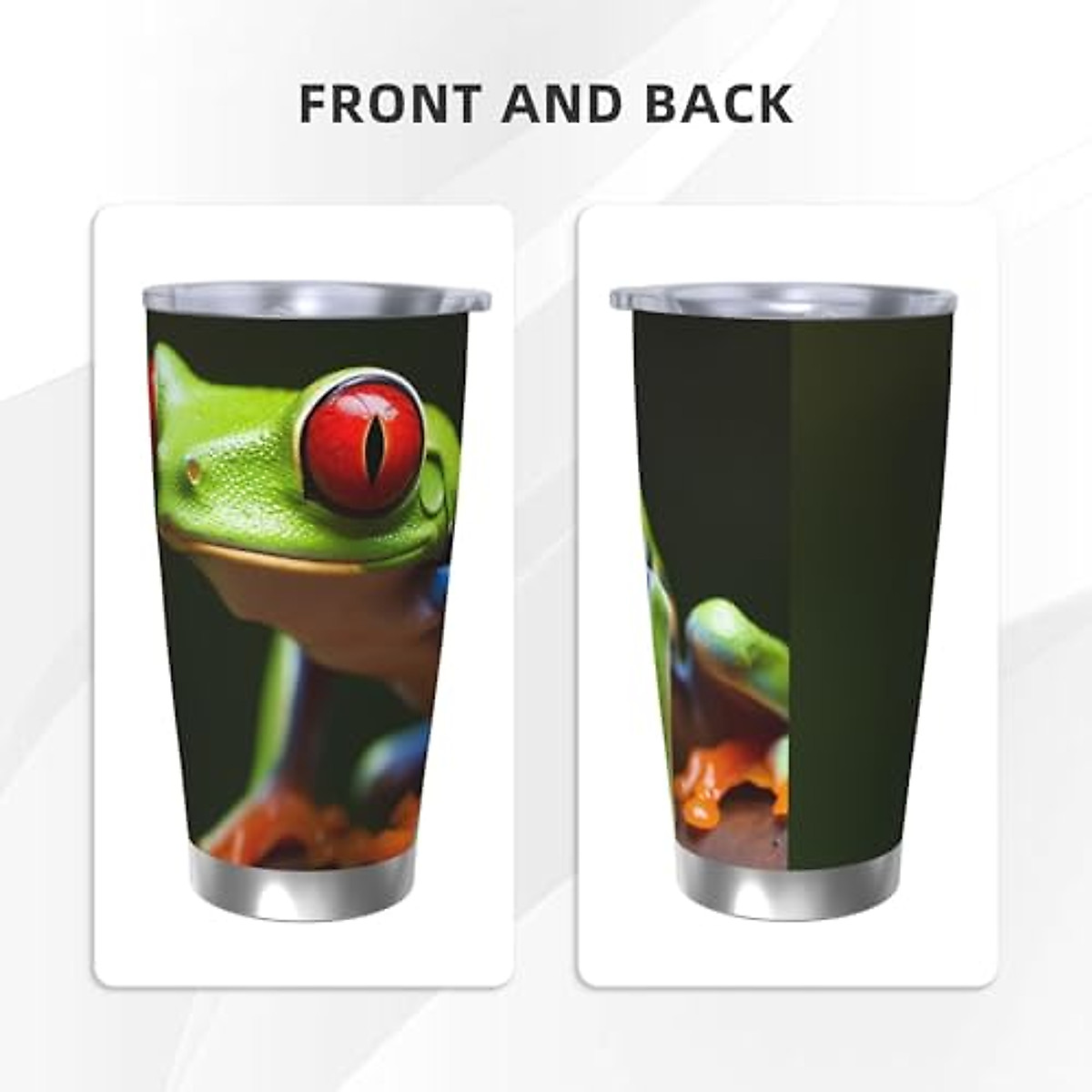 Red Eyes Tree Frogs Tumbler with Lid and Straw 20oz Stainless Steel Car Cup for Hot and Cold Drinks, Double Wall Insulated Travel Coffee Mug Reusable Drink Thermos Cup Birthday Gifts