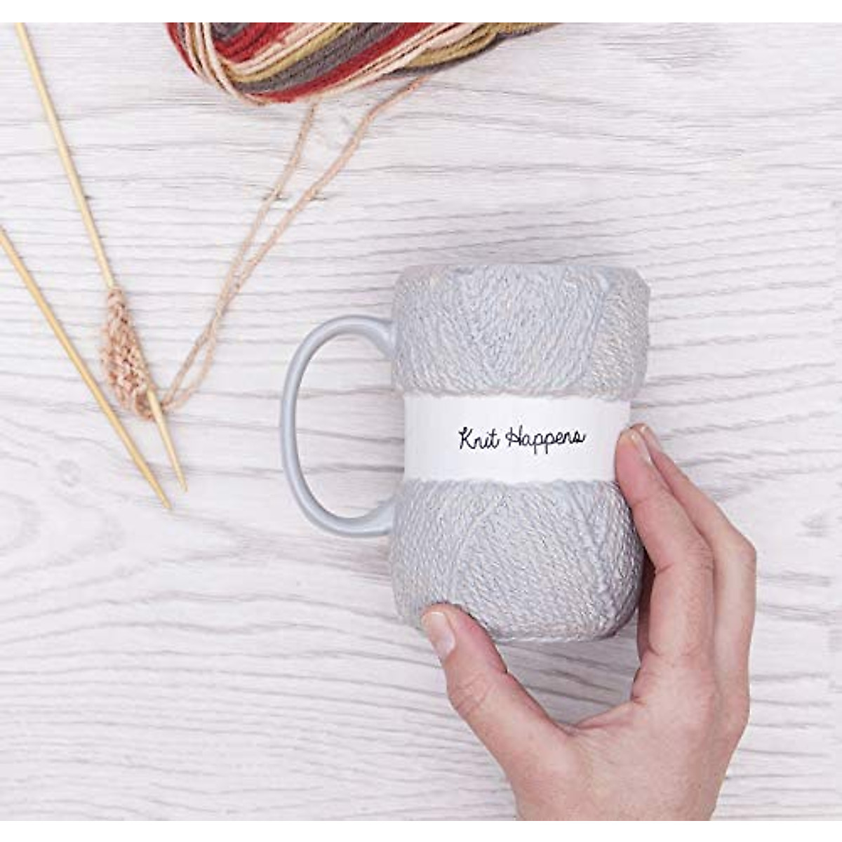 Boxer Gifts 'Knit Happens' Novelty Knitting Gift Mug | Light Blue Colour With Realistic Yarn Detailing | Amazing Christmas, Birthday Or Mother's Day Gift For Her
