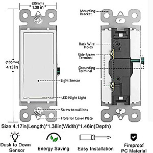 4Pack SOZULAMP Illuminated Light Switch-Esay to Install,No Neutral Wire,Single-Pole Decorator Paddle Rocker Light Switch with Night Light,15Amp 120/277Volt,Glossy White