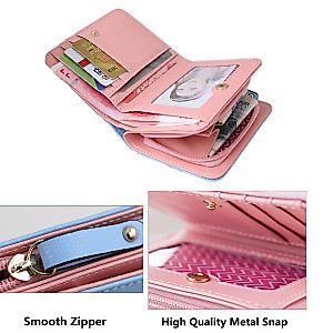 Nawoshow Women Cute Cat Wallet Coin Purse Bifold Wallet Clutch Bag (A-Blue)