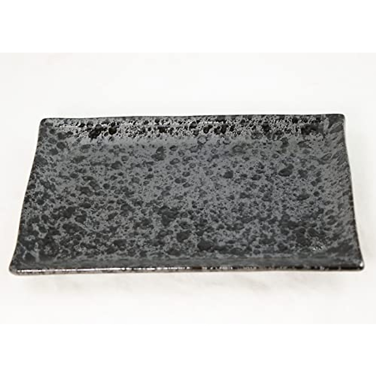 7.75" Rectangular Black Stain Ceramic Humidity/Drip Tray for Bonsai Tree + Rock