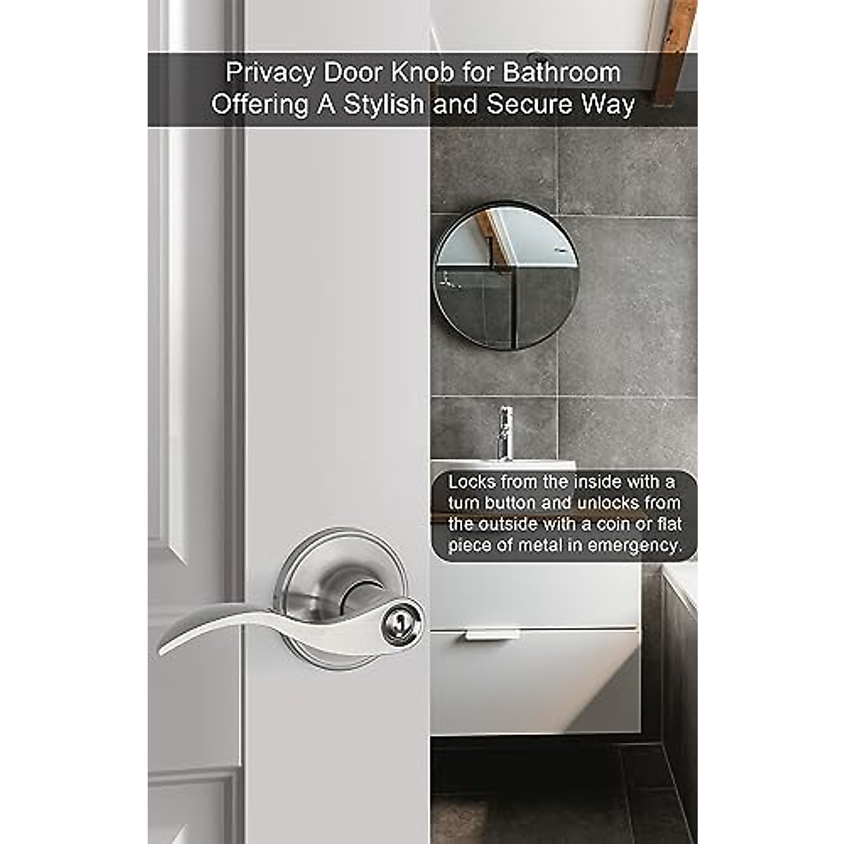 goldenwarm Privacy Lever Door Handle Silver, Nickel Interior Door Handle, Interior Door Levers Satin Nickel, Contemporary Nickel Bedroom Door Handles Bulk(6 Pack)