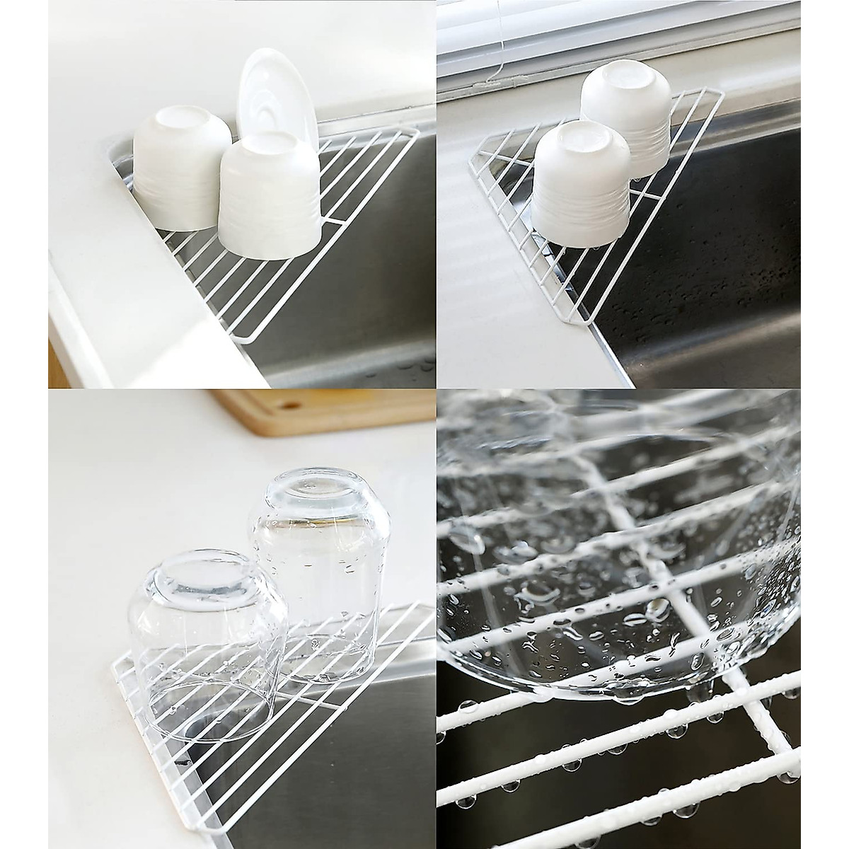 ALIMART Triangle Dish Drying Rack Corner Dish Drying Rack for Sink Kitchen Corner Dish Drainer Mat Plated Matel Steel Corner Sink Rack for Kitchen