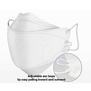 (Pack of 10) [EverGreen CleanTop] (Adjustable Strap) 4-Layers Premium Filters (KF94 Certified) Face Mask (Made in Korea) Respirators Protective Disposable Safety Dust Covers (Adults) Individual Packaged - White -