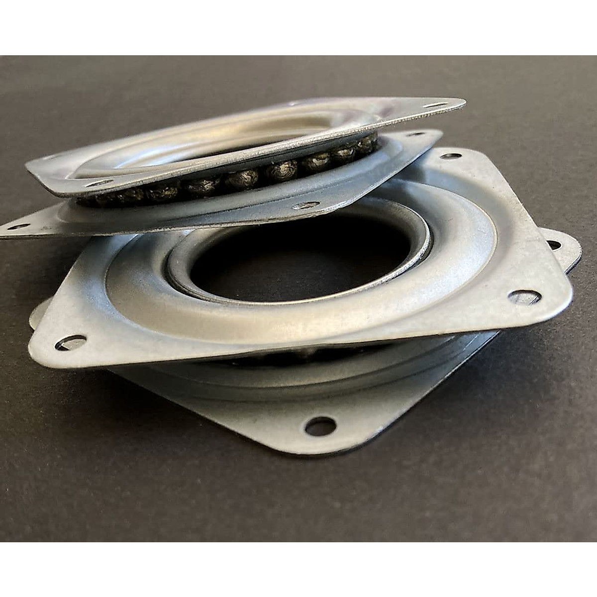 4pcs 3 Inch Square Lazy Susan Turntable Bearing Plate with 150 Pound Capacity Galvanized Steel Rotating Bearing Plate Swivel Plate