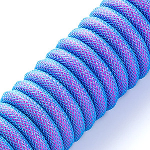 CableMod Pro Coiled Keyboard Cable (Galaxy Blue, USB A to USB Type C, 150cm)
