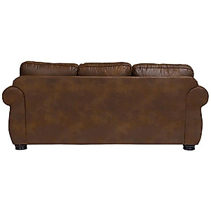 Hawthorne Collections 20.5" Farmhouse Leather Wildlife Pattern Sofa in Brown