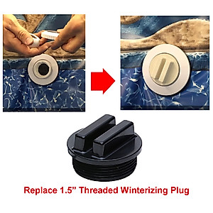 ATIE Black 1-1/2" Threaded Pool Filter Drain Plug Cap Winterizing Plug SP1022CBLK, 86202000, 190030, 27001-0022 with O-Ring for Pentair, Hayward, Sta-Rite Pool Filter Darin Plug (2 Pack)