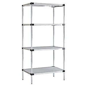 Omega 18" Deep x 24" Wide x 63" High 4 Tier Stainless Steel Solid Starter Shelving Unit