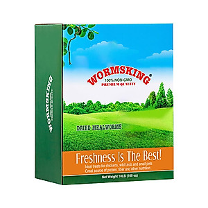 WORMSKING 10LB Dried Mealworms 100% Non GMO, High Protein Meal Worms for Chickens, Wild Birds, Hedgehogs, Hamsters, Reptiles, Great Chicken Food, Bird Food