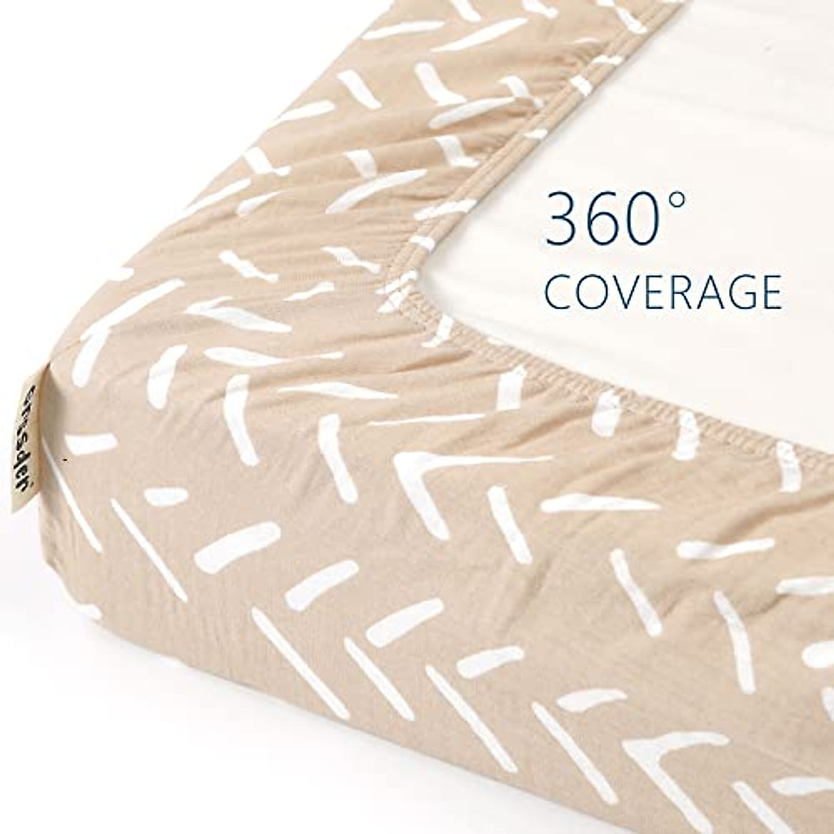 GRSSDER Soft Muslin Crib Sheet 2 Pack, 100% Cotton Crib Sheets for Boys and Girls, Fit Standard Crib Mattresses 52" x 28" Safe and Snug, Taupe/Stripe