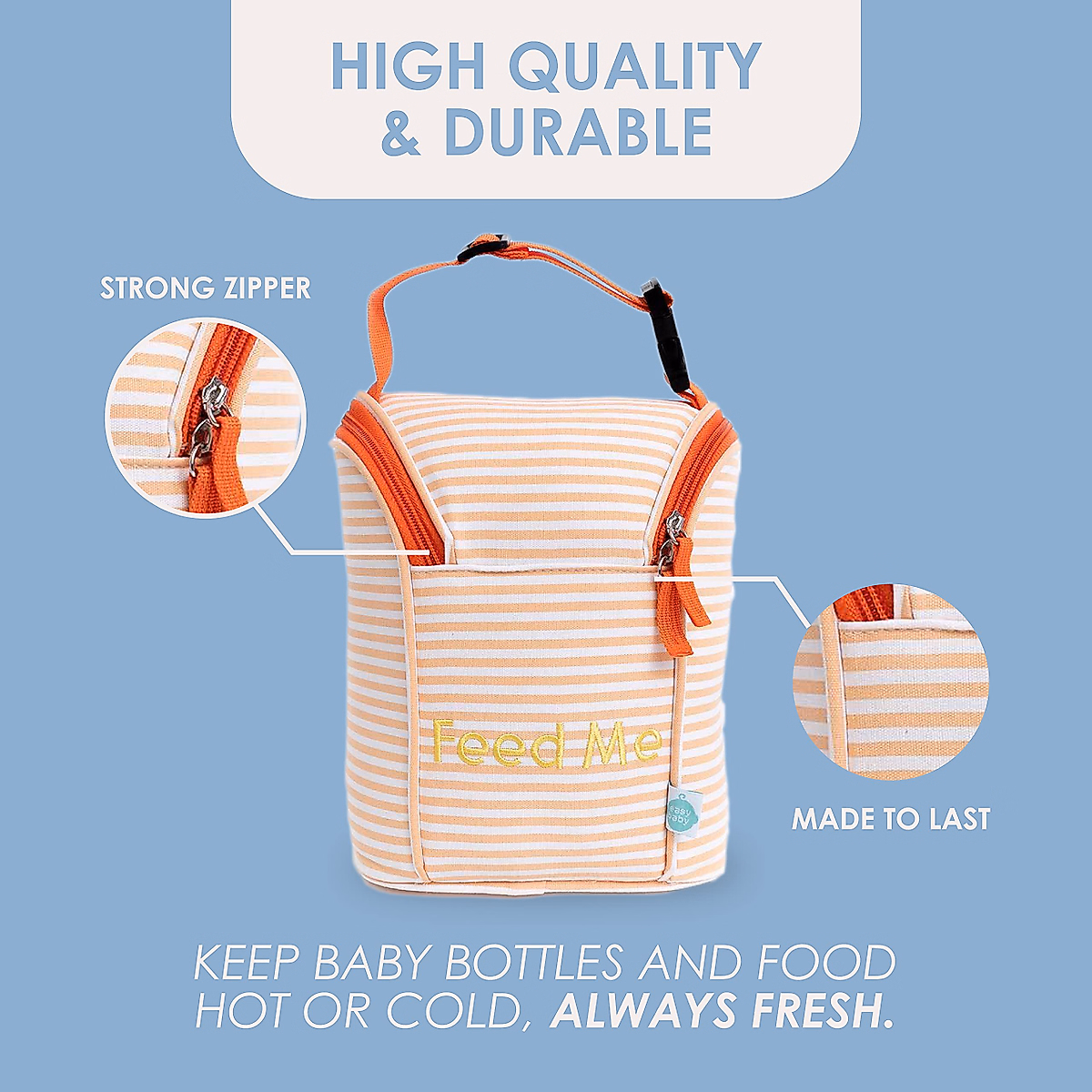 Easy Baby - Diaper, Bottle, and Supplies - Organizer Pouches - Change, Feed, and Dress Me (4 Pack Seersucker) | Organizing Packing Tote Cubes for Baby Items | Good for Travel and Keeping Organized