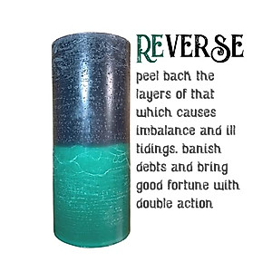 Jinx Reversal Candle by Five Corners Co - 2x4 Double Action to Banish Debt and Attract Prosperity - Candle Magic for Spells, Conjure and Witchcraft - Black Green Scented Pillar Candle