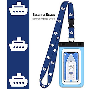 Cruise Lanyards Waterproof Cell Phone Pouch Dry Case with Touch Screen [2 Pack] Blue