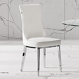 Zuri Furniture Modern Norma Dining Chair - White with Polished Stainless Steel Base