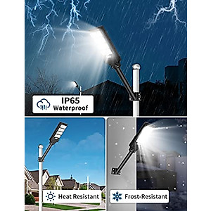 papasbox Solar Street Light 400W - 6500K LED Solar Power Street Lights with Panel 10000LM Dusk to Dawn Outdoor Flood Lighting Waterproof IP65 Exterior Motion Sensor Security Pole Lamp for Yard Garden