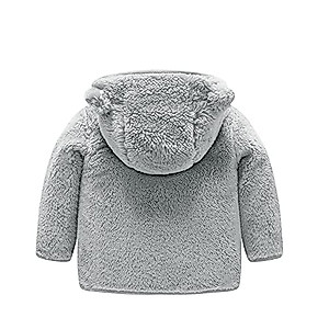 SYNIA Baby Girls Boys Winter Coat Warm Fleece Jacket with Bear's Ear Hooded Cozy Outwear for Infant Toddler 0-4 Years toddler girl winter jacket winter jacket for girls Grey 3-4 Years