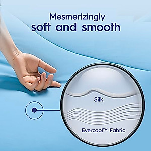 REST Evercool™ Cooling Comforter, Cooling Blanket for Hot Sleepers, Night Sweats, Menopause Hot Flash. Buttery Soft, Nontoxic, Hypoallergenic, Machine Washable, All Season Duvet, Blue Queen 90"x90"