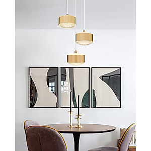 Ken & Ricky Gold LED Pendant Light Fixture, Mini Globe Hanging Light, Modern Island Lights for Kitchen Entryway Dinning Room Bathroom Bedroom - 1 Pack