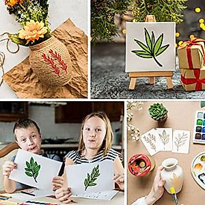Leaf Stencils for Crafts Small Leaves and and Branches Paint Plant Stencil for Painting On Wood Wall Card Making, Tiny Nature Vine Herb Essential Art Stencils for Adults Kids (50 Leaves)