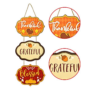 SPIPHY Thanksgiving Welcome Sign, Wooden Blessed Door Sign Fall Hanging Decoration for Home Farmhouse Harvest Thanksgiving Decor