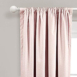 Lush Decor Pixie Fox Geo Blackout Window Curtain Panel, Single Panel, 52" W x 84" L, Pink - 100% Blackout Curtains - White & Pink Curtains for Kids & Baby - Geometric Dots - Bedroom & Nursery Decor