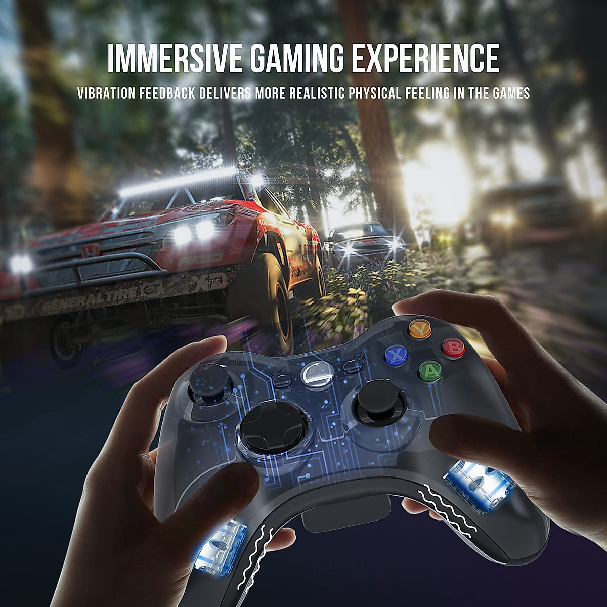 ASTARRY Wireless Controller Compatible with Xbox 360, 2.4GHZ Game Controller Gamepad Joystick Compatible with Xbox & Slim 360 PC Windows 7, 8, 10 (BLACK)