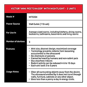 Victor Mini M753SN Ultrasonic with Nightlight, 3-Pack ,White