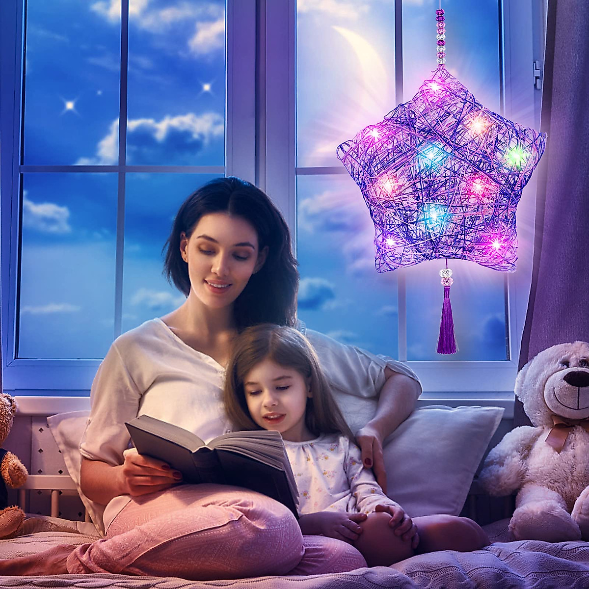 G.C 3D String Art Kit for Kids Arts and Crafts for 8 9 10 11 12 Year Old Girls Boys DIY Light up Heart Star Lantern Toys Birthday Gifts 20 Multi-Colored LED Bulbs