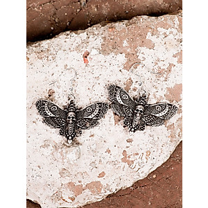 HAQUIL Deathhead Hawkmoth Skull Dangle Drop Earrings for Women, Zinc, Skull Jewelry Gift