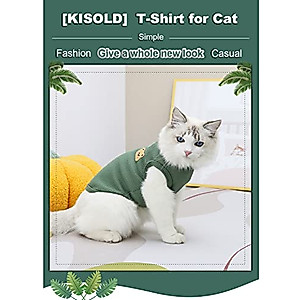 Cat Clothes, KISOLD Pet Cat Clothes Chic Bear Casual T-Shirt Apparel for Cat Kitten Puppy for Spring and Summer, Green, M