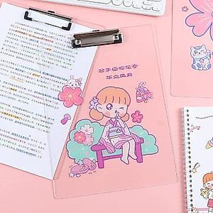 Clipboard Cute A4 Board Clip Writing Splint Board Office Folder Board Office Stationery Exam Folder Filing Products for School (Color : 3)