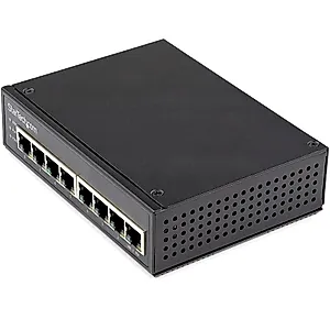 StarTech.com Industrial 8 Port Gigabit PoE Switch - 30W - Power Over Ethernet Switch - GbE PoE+ Unmanaged Switch - Rugged High Power Gigabit Network Switch IP-30/ -40C - 75C, TAA (IESC1G80UP)