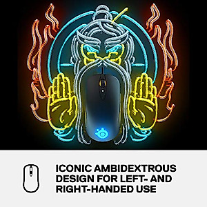 SteelSeries Sensei Ten Gaming Mouse 18,000 CPI TrueMove Pro Optical Sensor Ambidextrous Design 8 Programmable Buttons 60M Click Mechanical Switches – RGB Lighting,Black