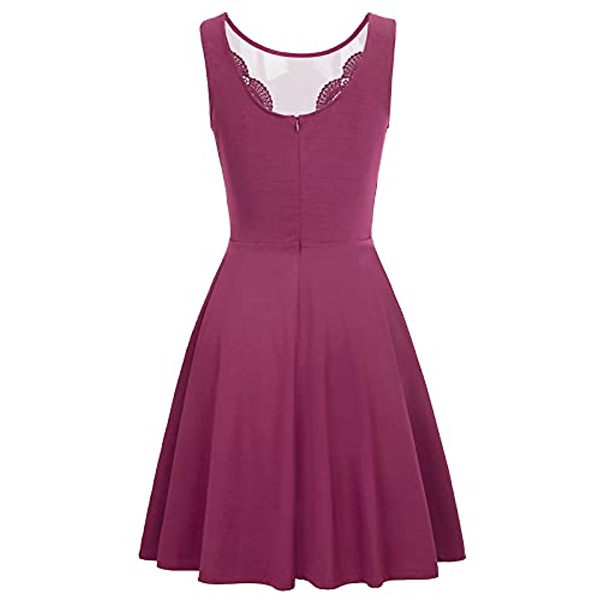 GRACE KARIN Women Sleeveless A Line Wedding Guest Dress Lace Fit and Flare Swing Dress XL Purple Red